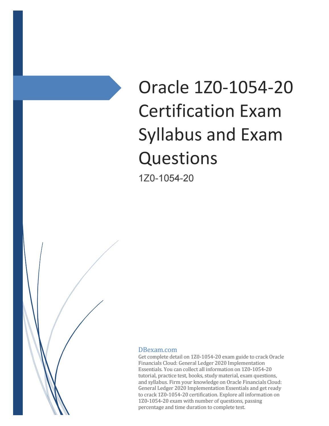 Oracle 1Z0-1054-20 Certification Exam Syllabus and Exam Questions by ...