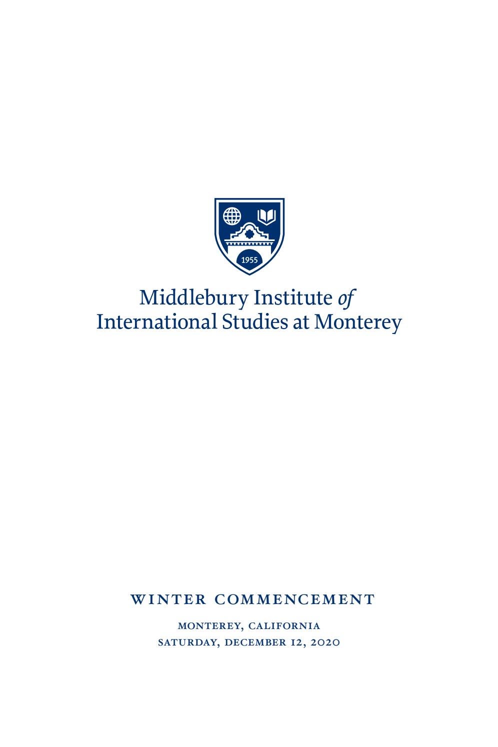 Middlebury Institute of International Studies at Monterey 2020 Winter ...