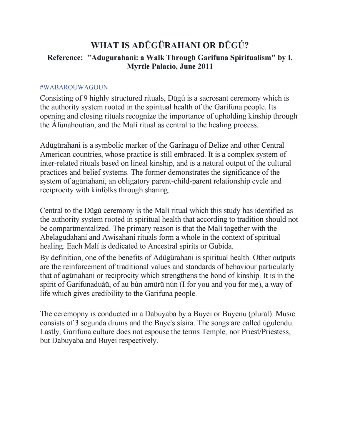 Garifuna Spirituality: What is of Dugu or Adugurahani by Myrtle Palacio ...
