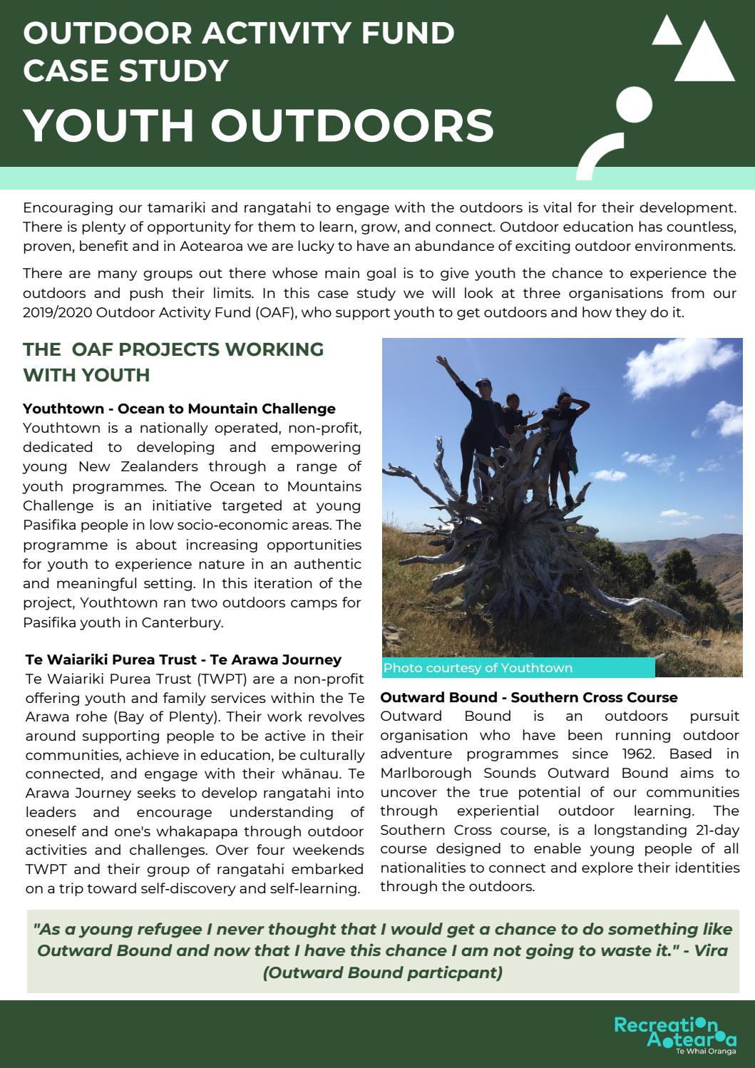 Outdoor Activity Fund Case Study: Youth by Recreation Aotearoa - Te ...