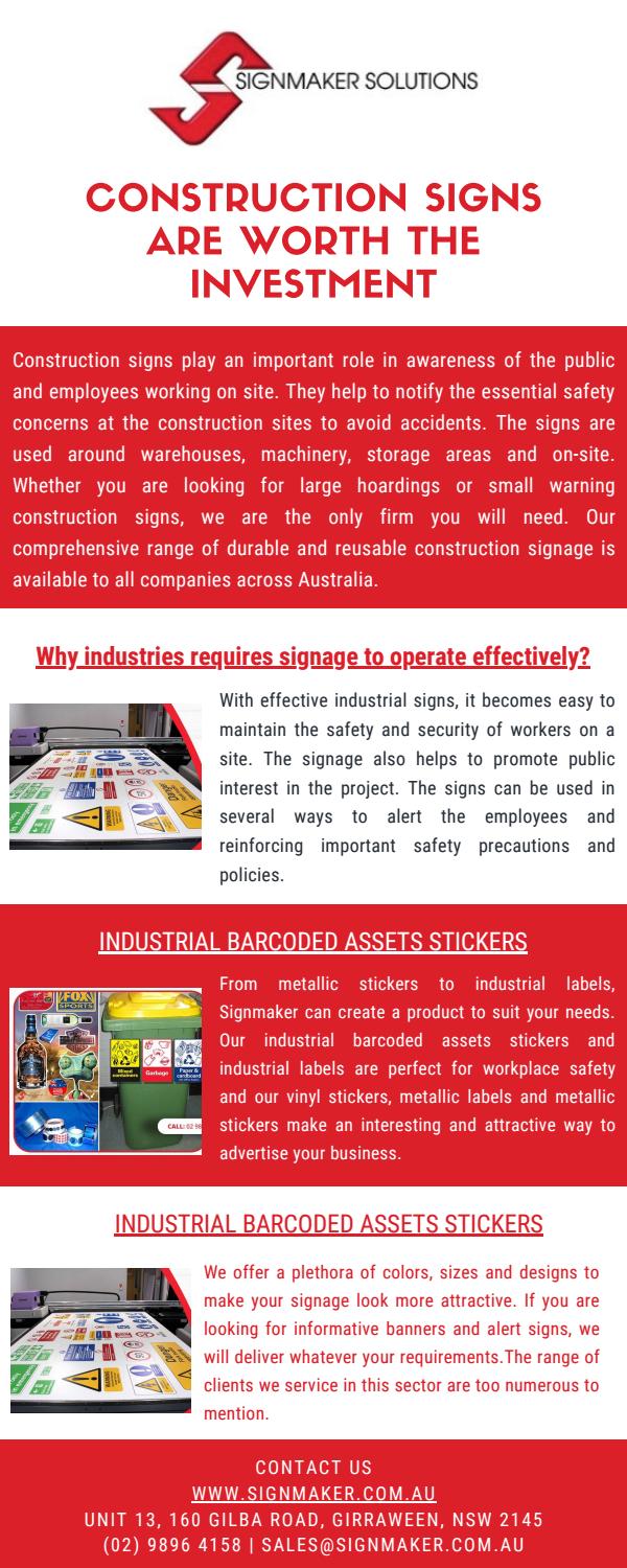 CONSTRUCTION SIGNS ARE WORTH THE INVESTMENT by signmaker - Issuu