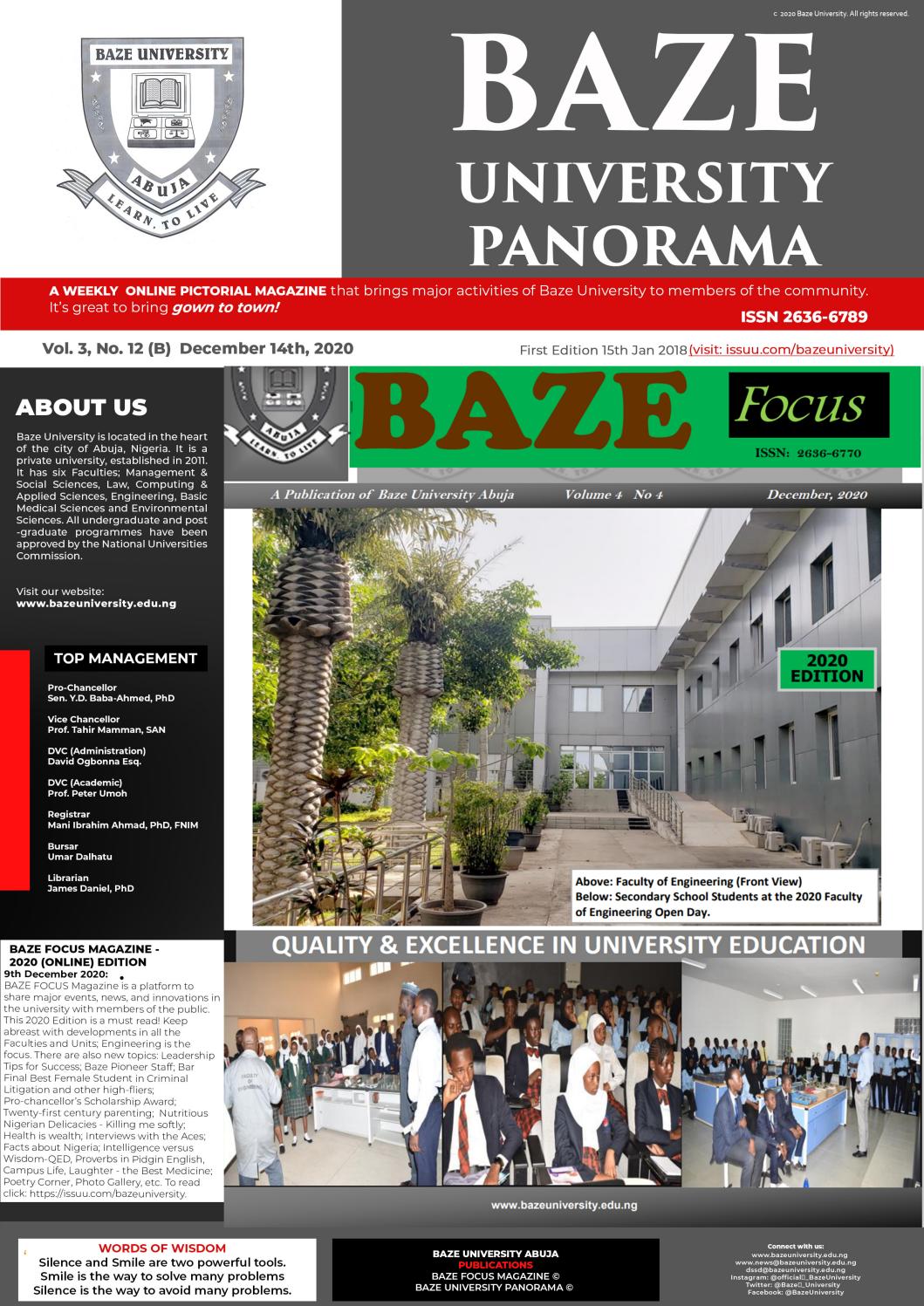 BAZE UNIVERSITY PANORAMA NEWS (14th December 2020) by Baze University ...