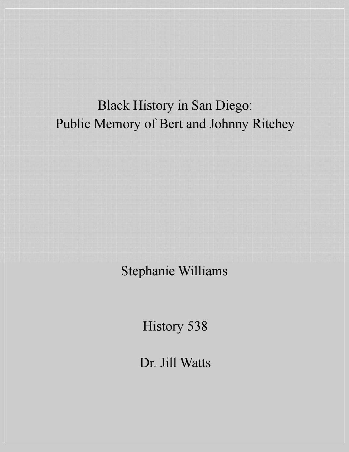 Black History in San Diego: Public Memory of Bert and Johnny Ritchey by ...