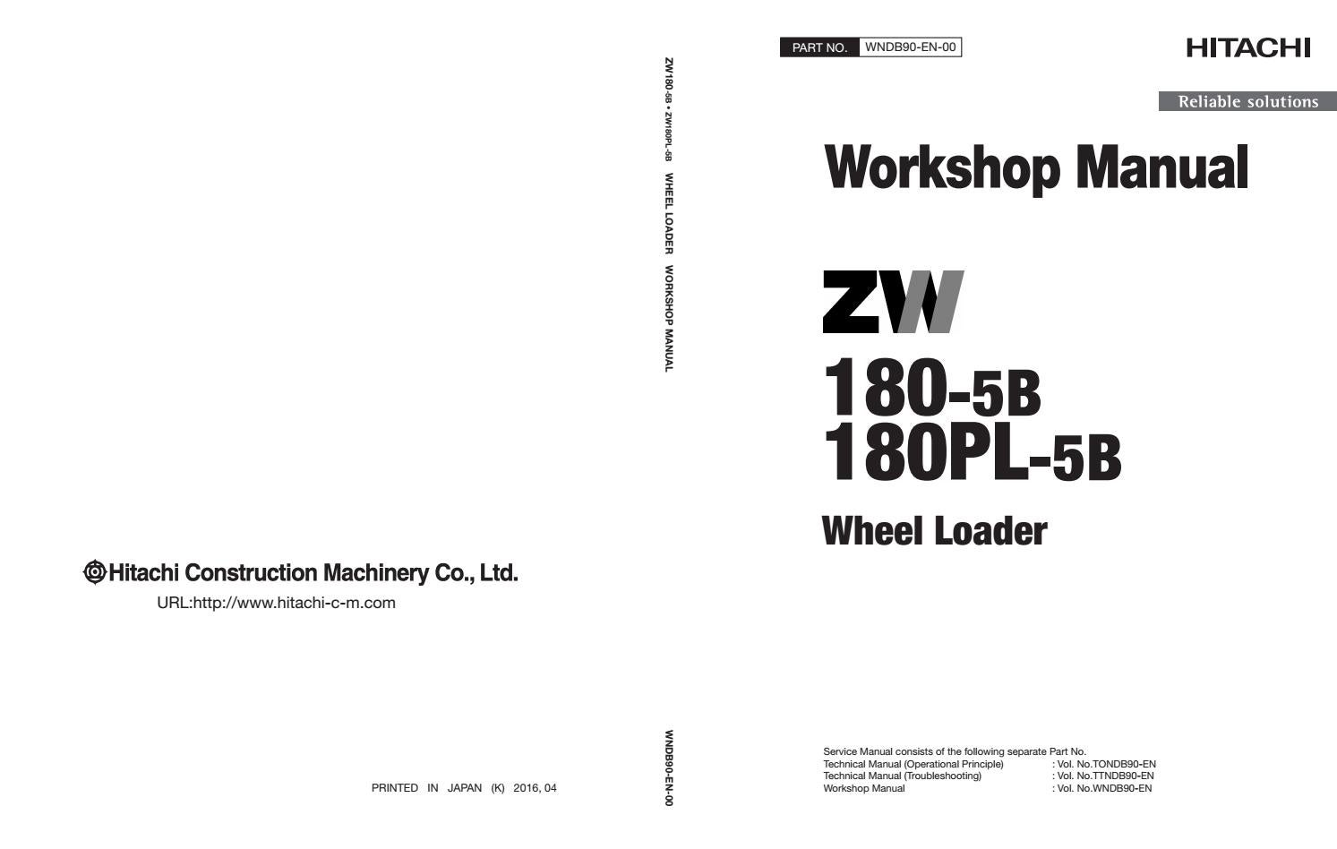 Hitachi ZW 180 5B 180PL 5B Wheel Loader Workshop Manual WNDB90 EN 00 hitachi-zw-180-5b-180pl-5b-wheel-loader-workshop-manual-wndb90-en-00