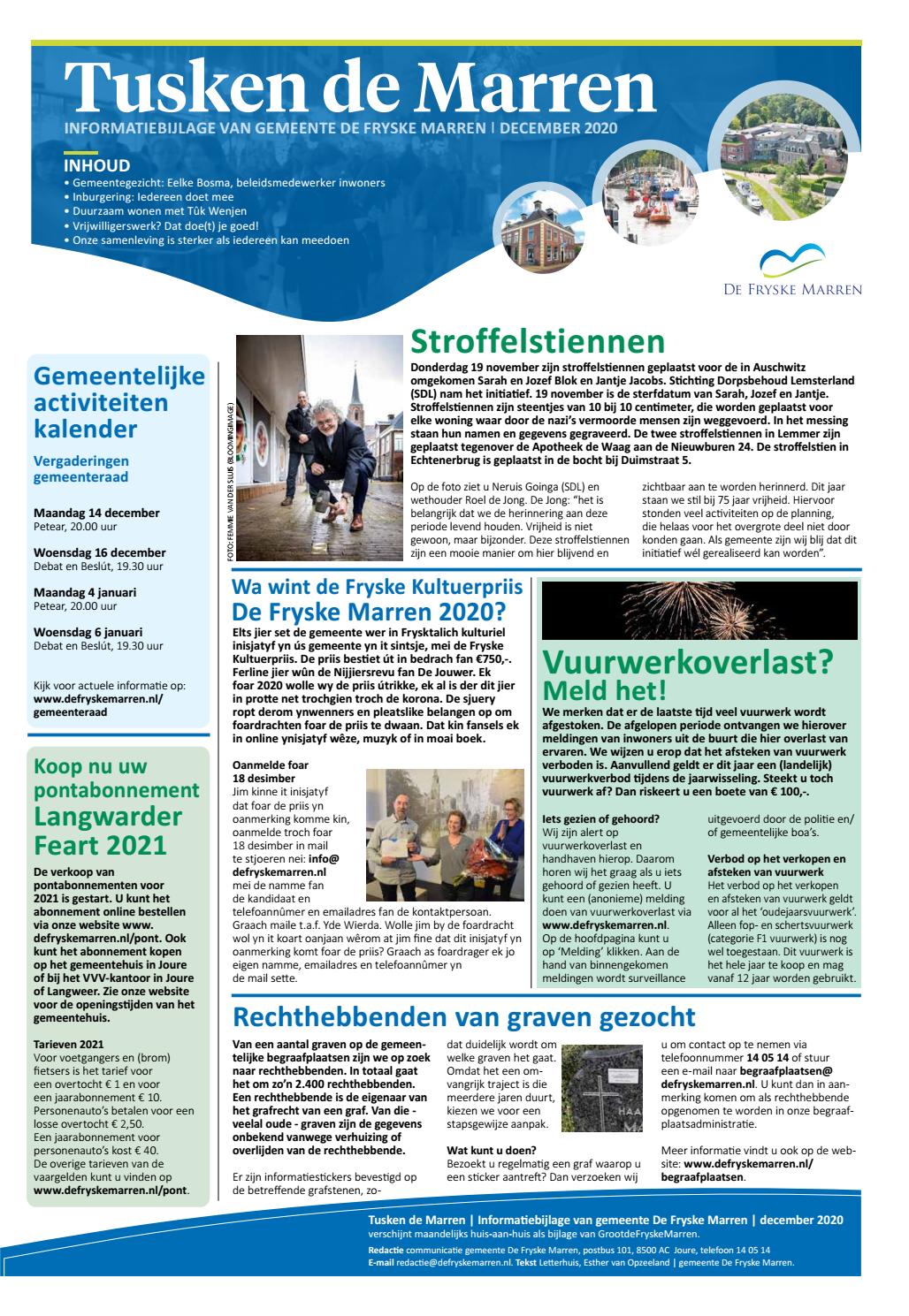 Tusken de Marren december by Gemeente De Fryske Marren - Issuu