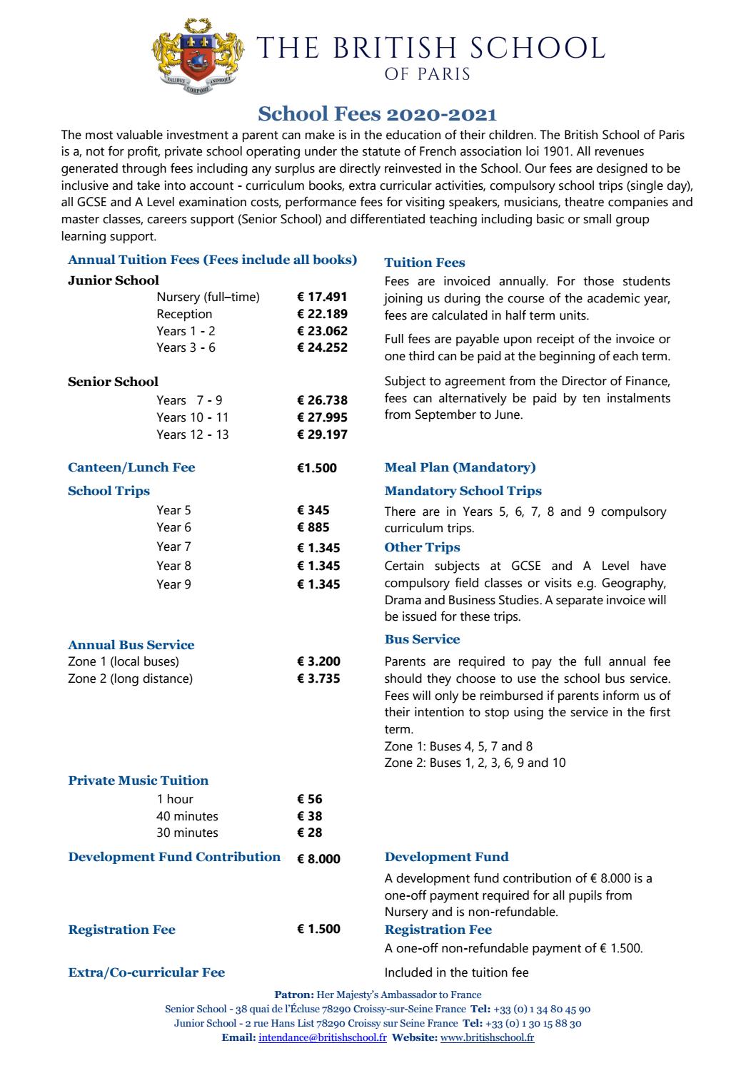 School Fees 2020 2021 By The British School Of Paris Issuu School Fees 2020 2021 By The British School Of Paris Issuu
