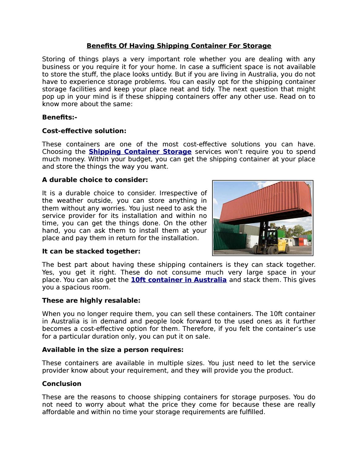 Benifits Of Having Shipping Container For Storage by Port Shipping ...