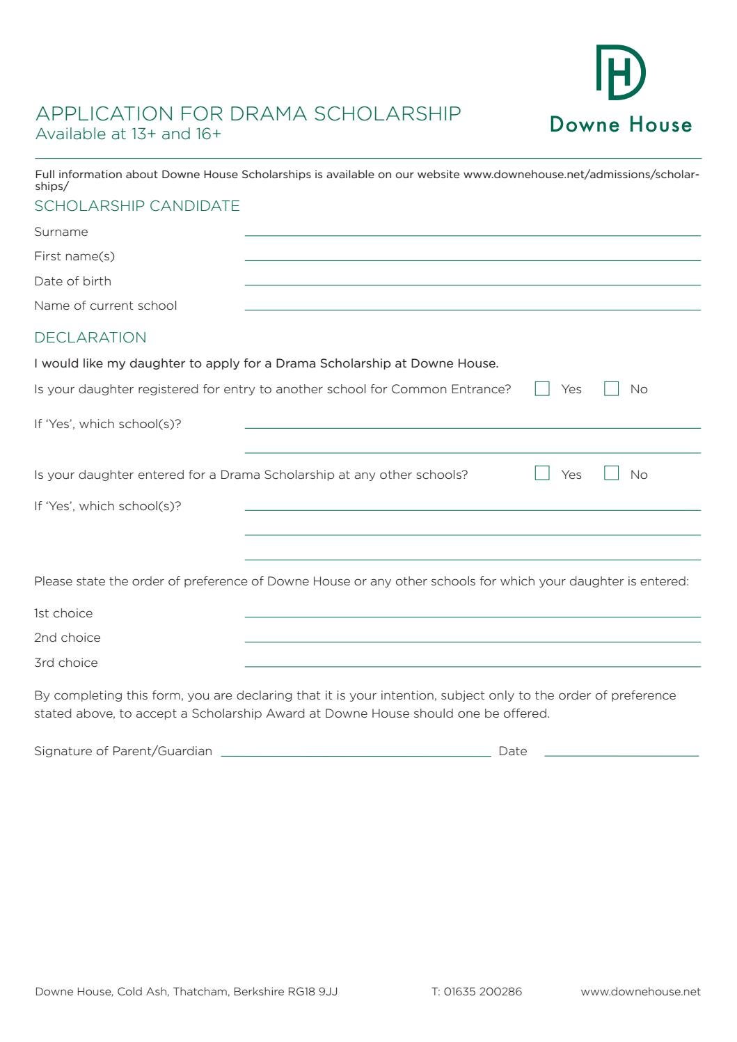 Application for Drama Scholarship by Downe House School - Issuu