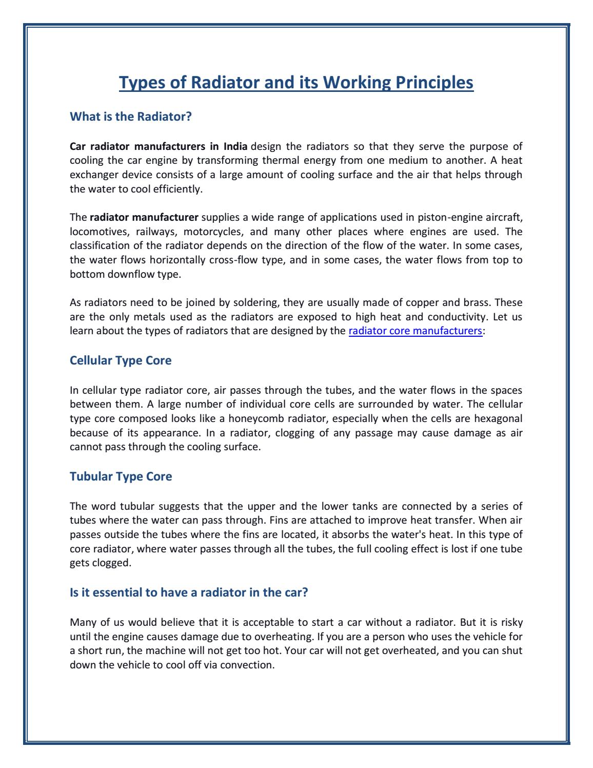 2 Types of Radiator by fthindustries - Issuu