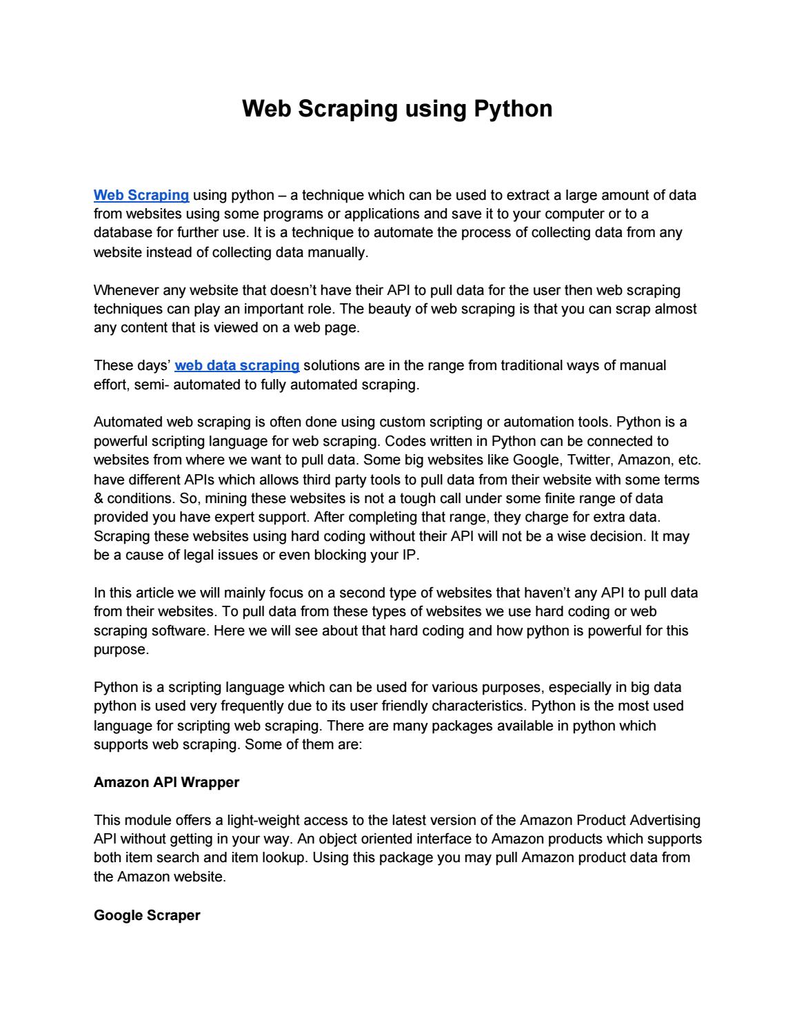 Web Scraping Using Python By Aimleap Outsource Bigdata Issuu