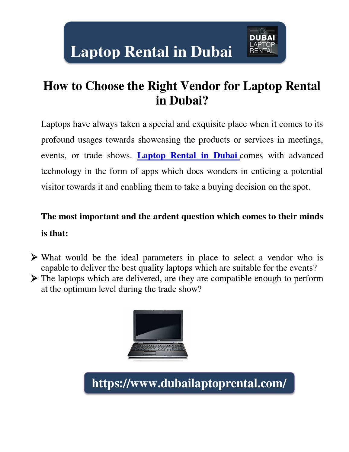How to Choose the Right Vendor for Laptop Rental in Dubai? by ...
