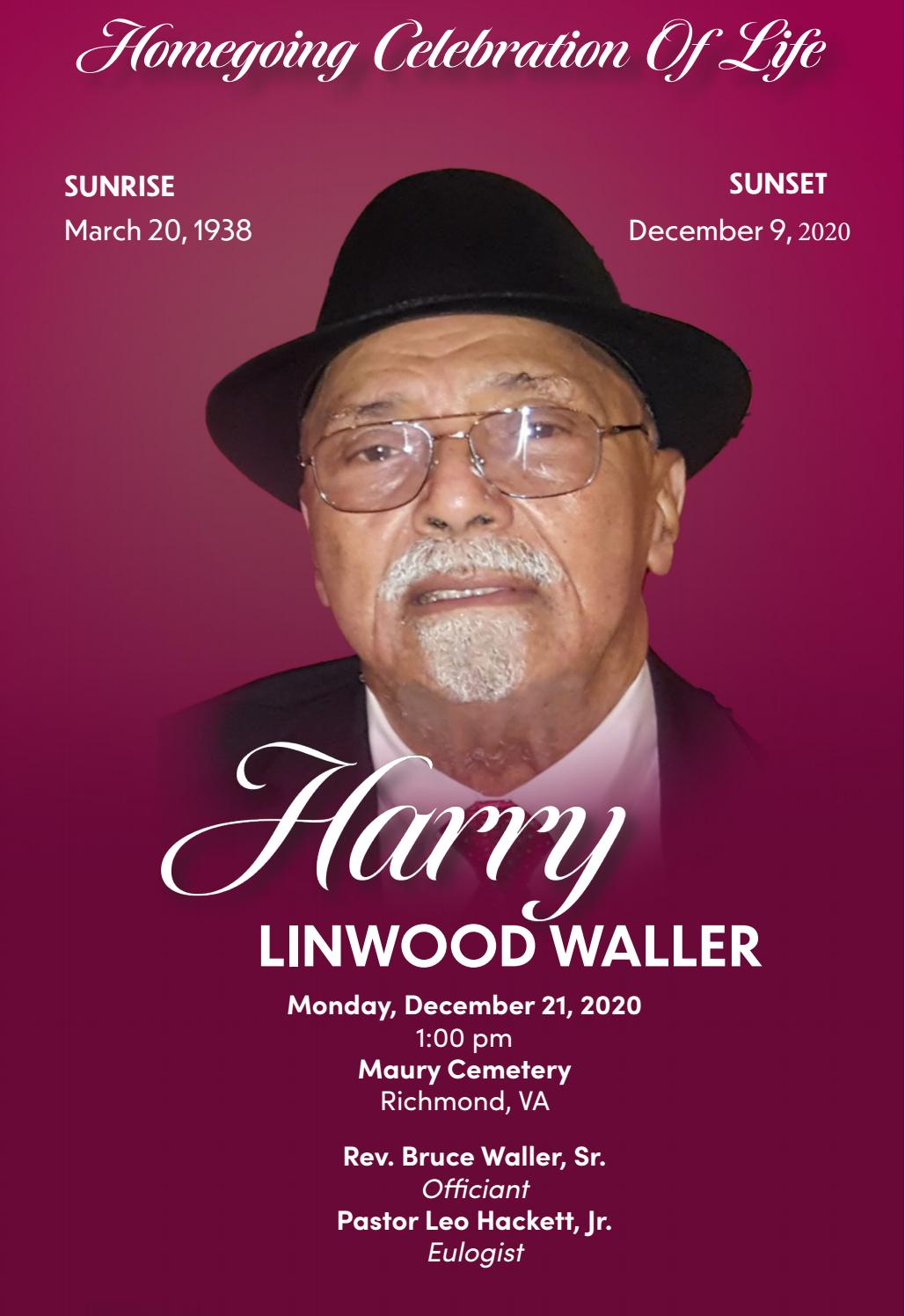 Harry Linnwoood Waller Sr. Homegoing Program by grover massenburg - Issuu