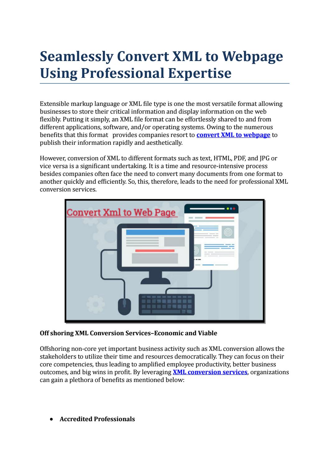 Seamlessly Convert XML to Web Page Using Professional Expertise by ...