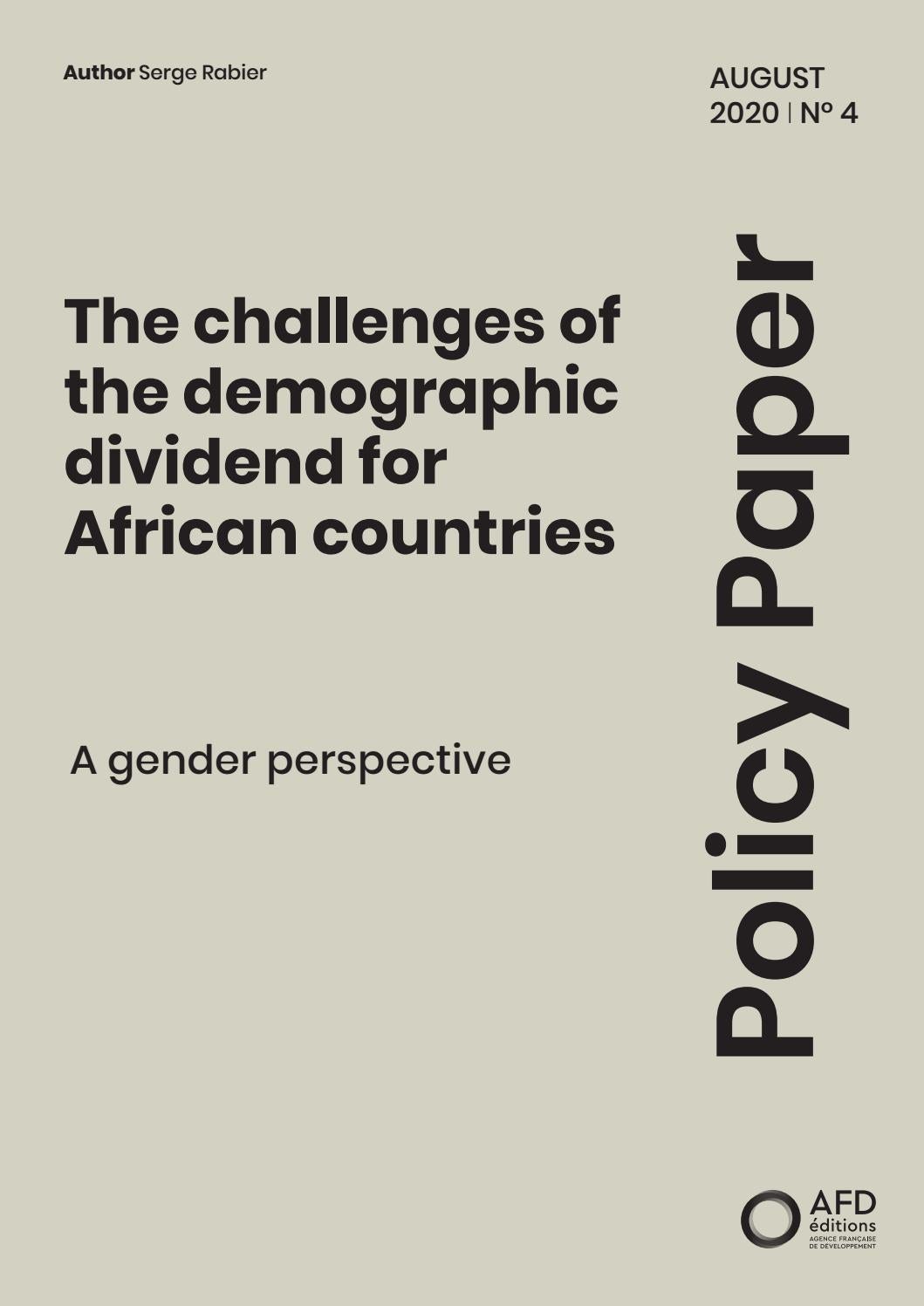 Policy Paper N°4 The challenges of the demographic dividend for African ...