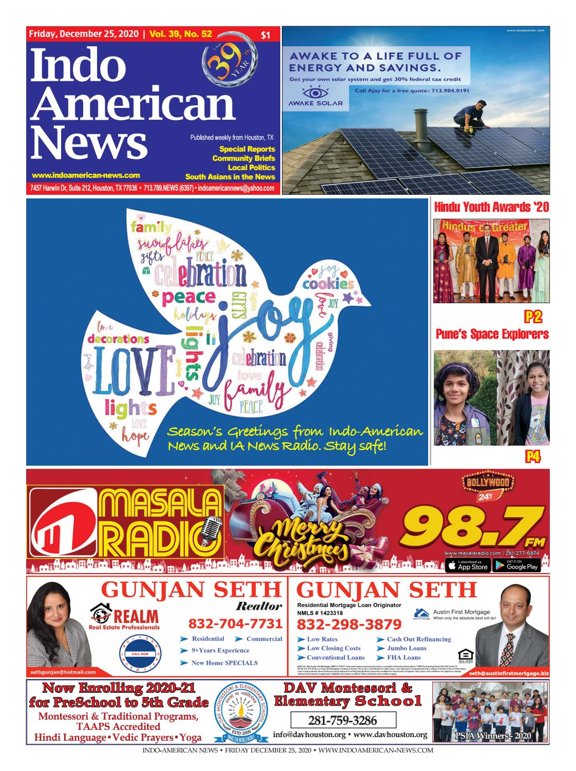 Indo-American News: December 25, 2020 by Indo American News - Issuu