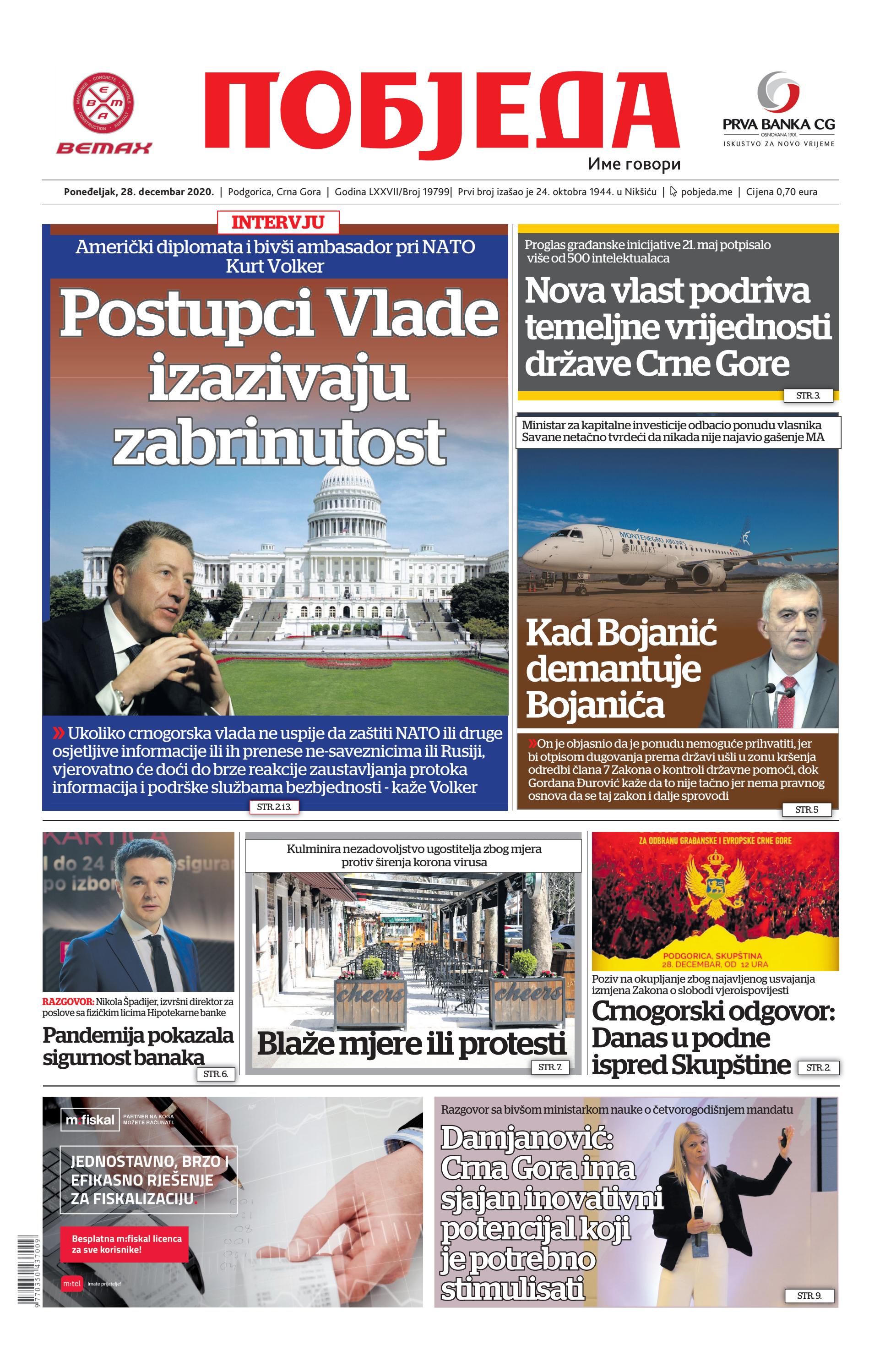 Dnevni list Pobjeda 28.12.2020. by Pobjeda - Issuu