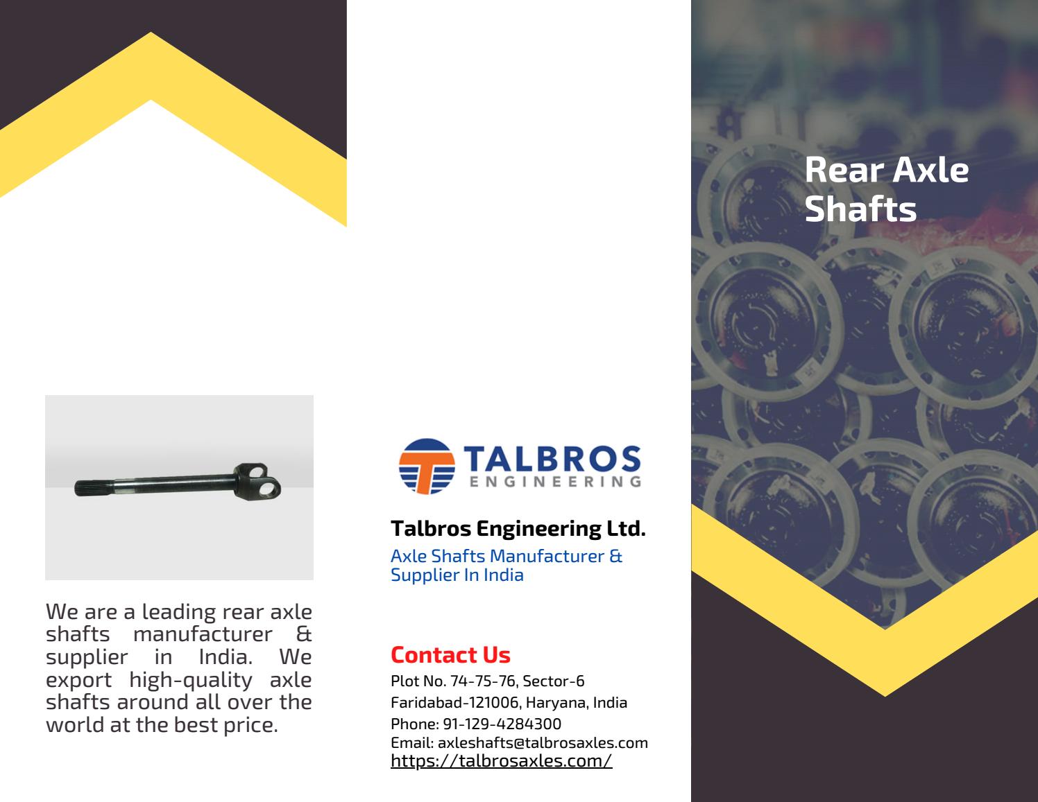 Get The High Quality Of Rear Axle Shafts by Talbros Engineering Limited ...