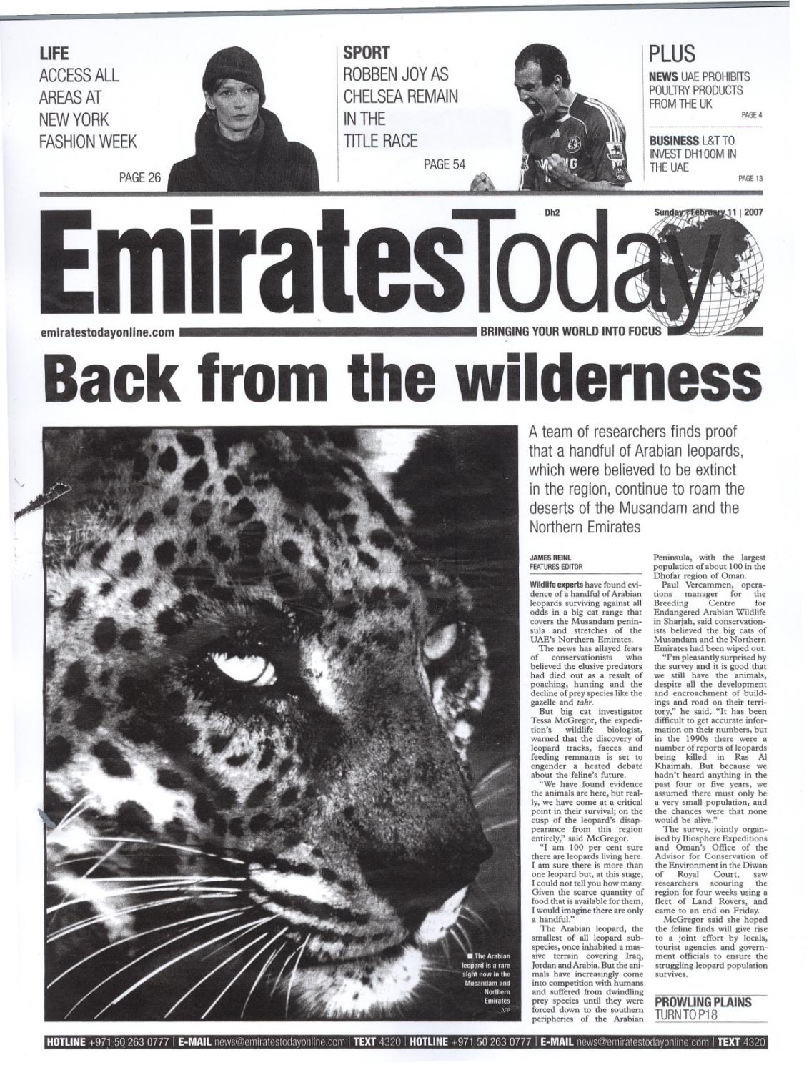 Emirates Today, UAE, 2007 by Biosphere Expeditions - Issuu