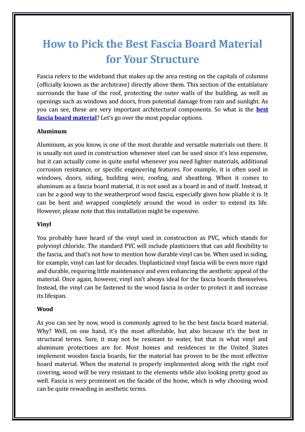 How to Pick the Best Fascia Board Material for Your Structure by Chirag ...