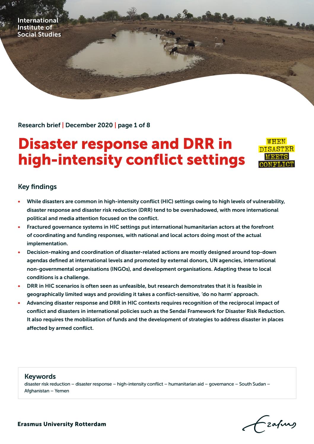 Disaster response and disaster risk reduction in high-intensity ...
