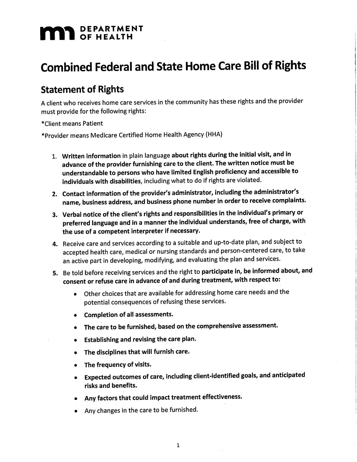 Home Care Bill of Rights by CareMate Home Health Care Inc. - Issuu