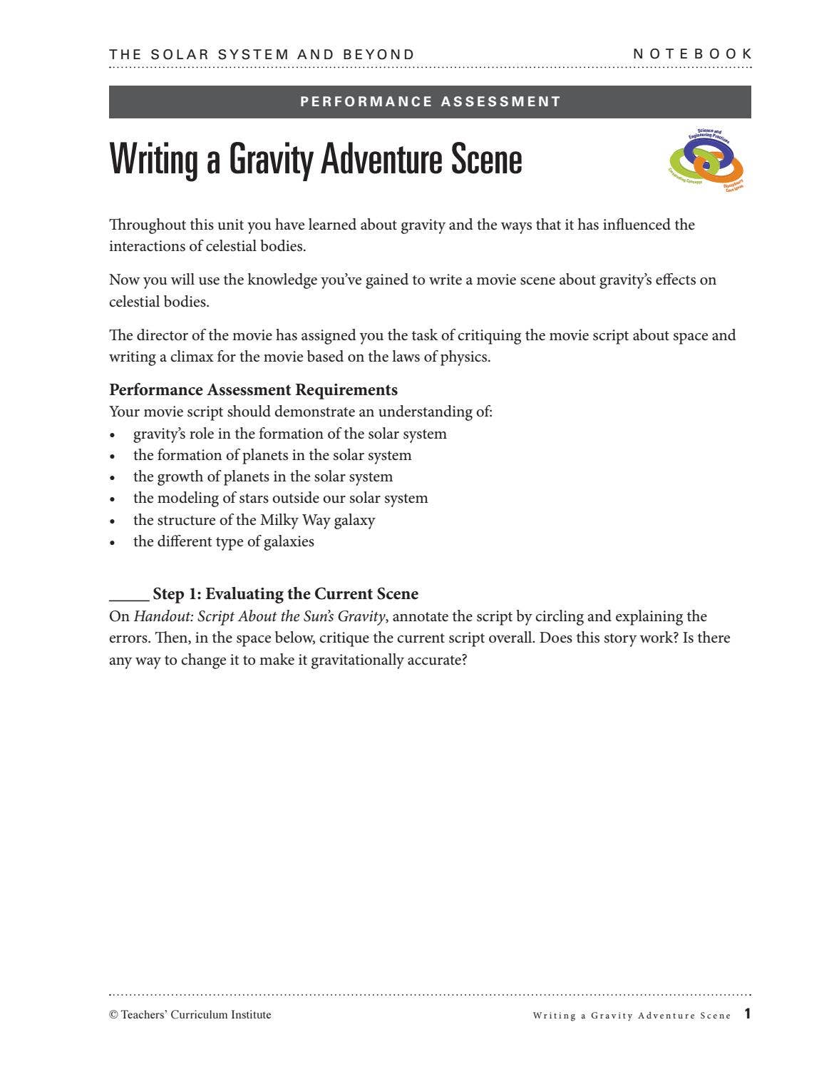 Bring Science Alive! Space U3 Performance Assessment by Teachers ...
