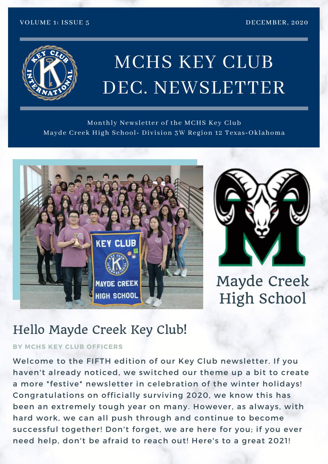 Mayde Creek Key Club- December Newsletter (Volume 1 Issue 5) by Mayde ...