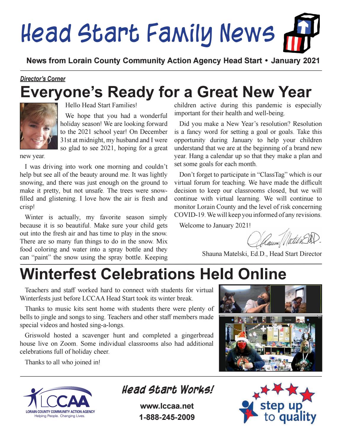 January Head Start Family Newsletter By LCCAA Issuu