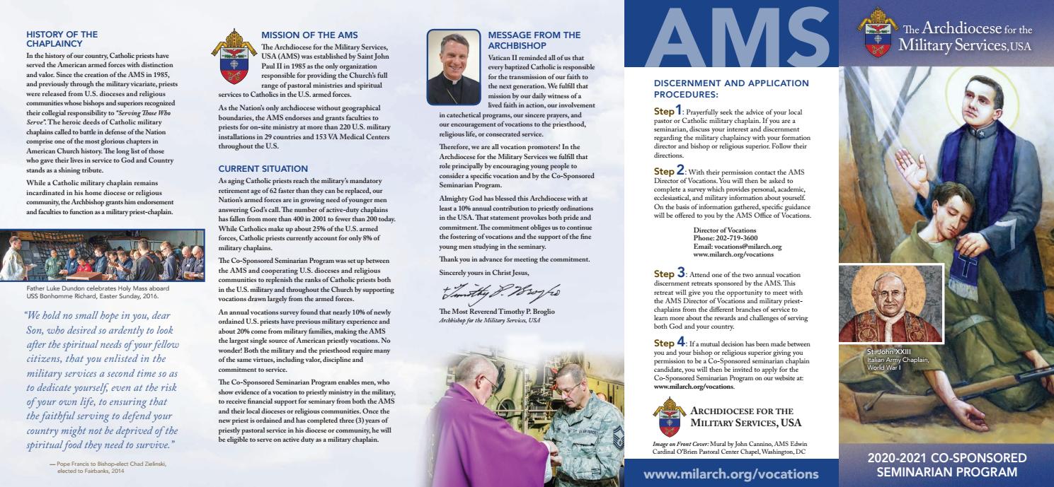 AMS Seminarian Brochure - 2020 by Archdiocese for the Military Services ...