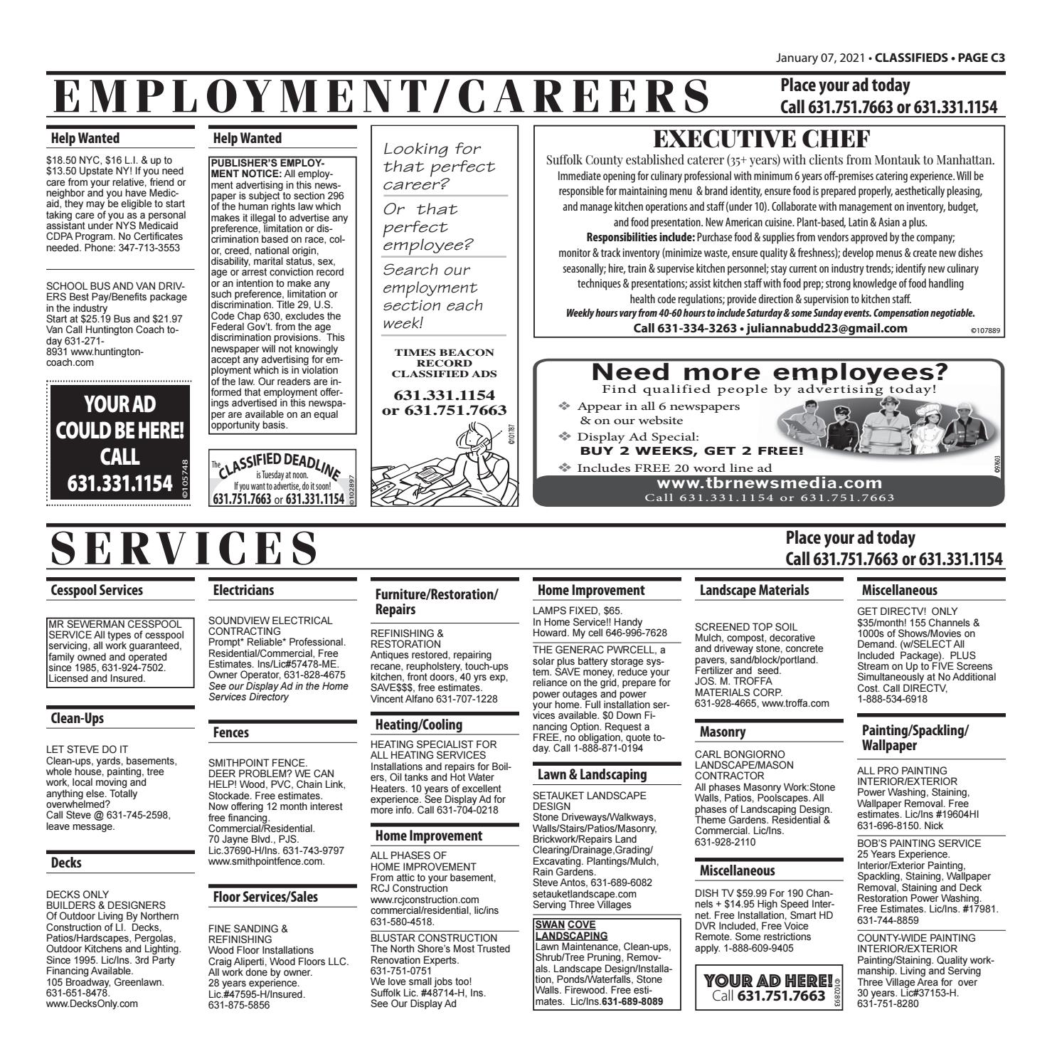 Employment/Careers - January 7, 2021 by TBR News Media - Issuu