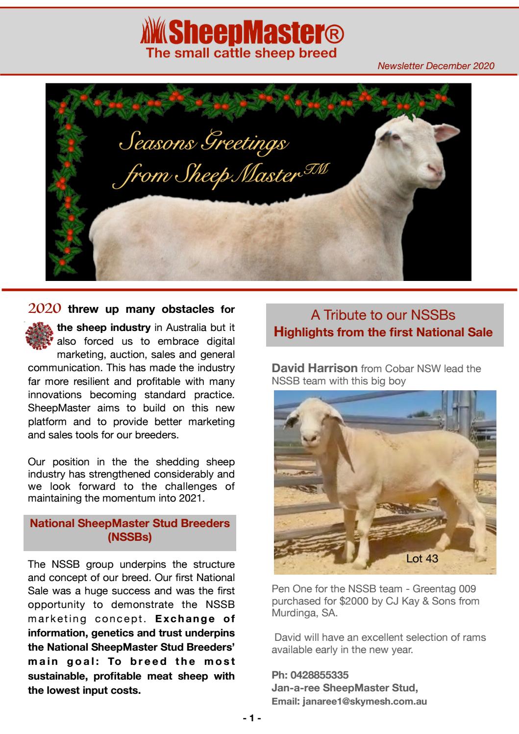 SheepMaster December 2020 Newsletter by Sheep-Master - Issuu