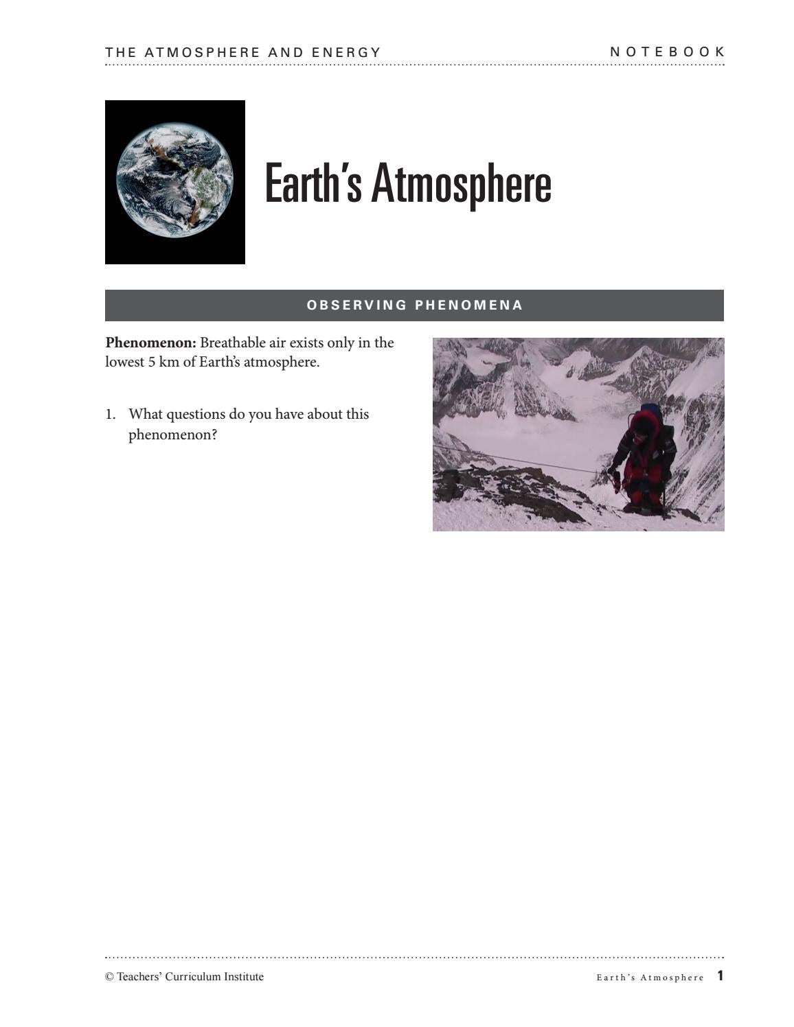 Bring Science Alive! Earth's Atmosphere ISN by Teachers' Curriculum ...