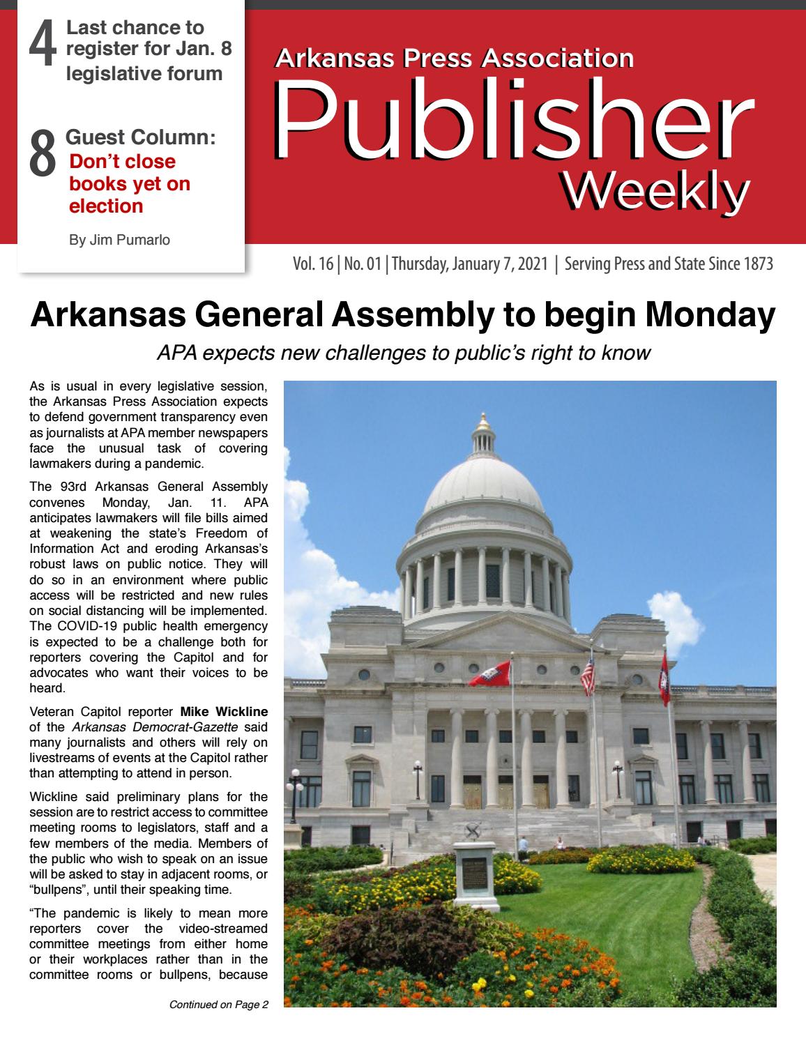 Arkansas Publisher Weekly: January 7, 2021 by Arkansas Press ...