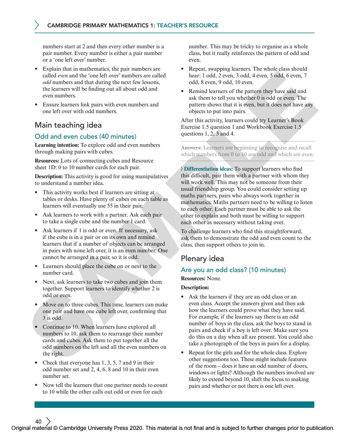 Primary Mathematics Teacher's Resource 1 Sample by Cambridge ...