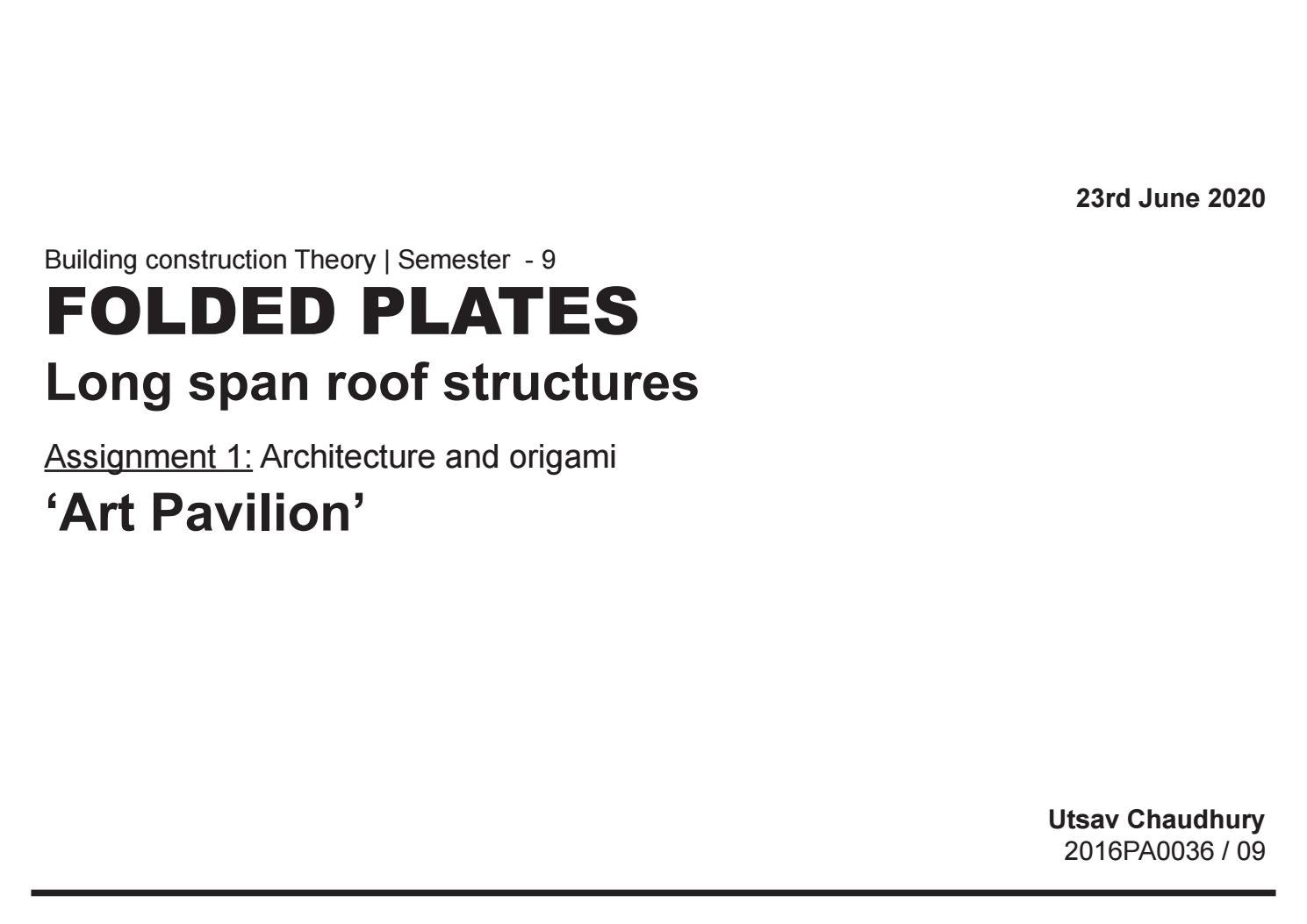 Folded Plate - Long span roof structures | Semester 09 | Building ...
