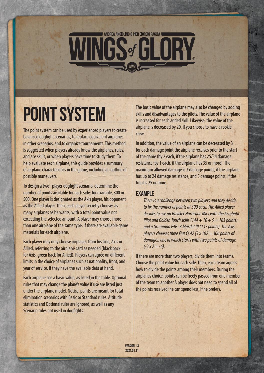WW2 Wings of Glory – Point System (English Version) by Ares Games Srl ...