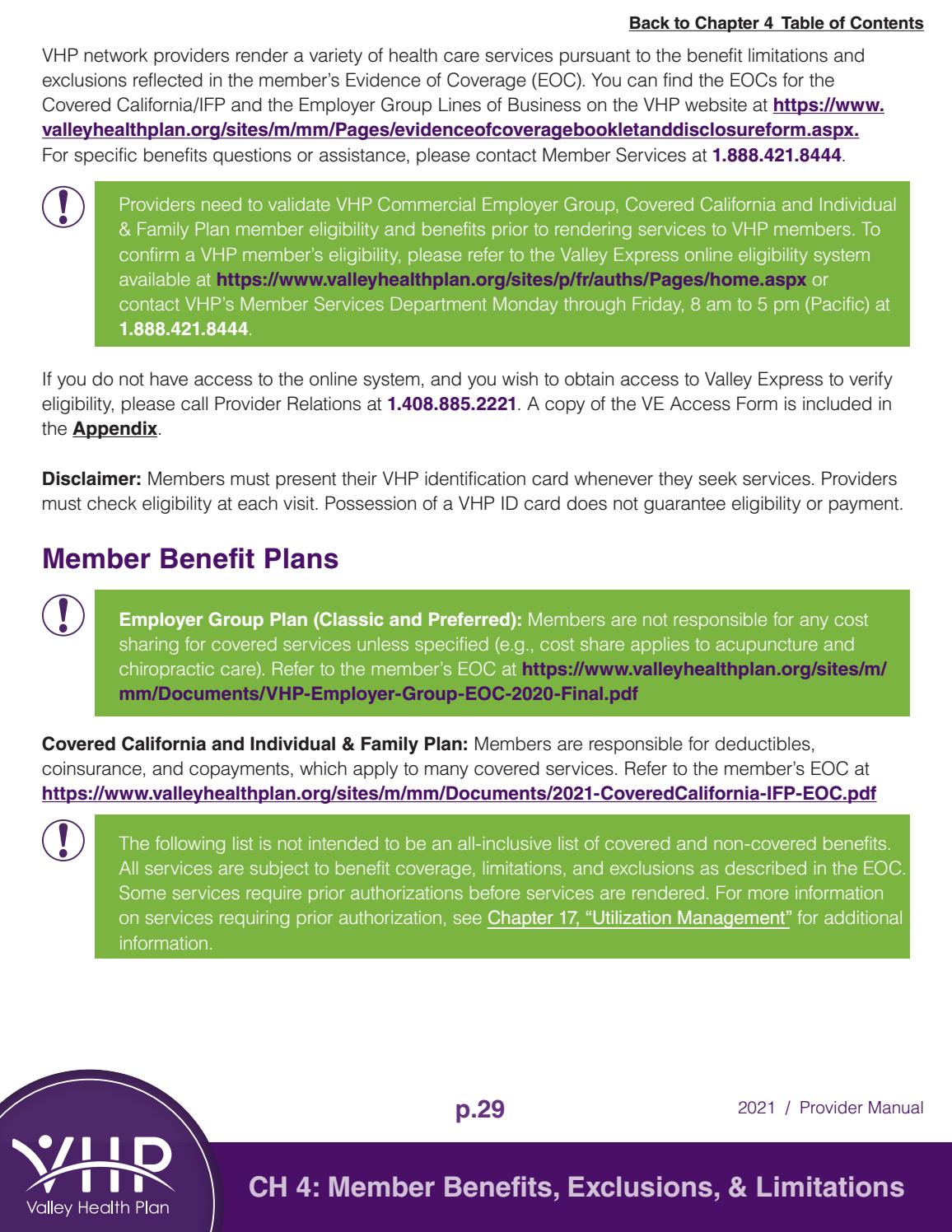 2021 VHP Provider Manual by Valley Health Plan - Issuu