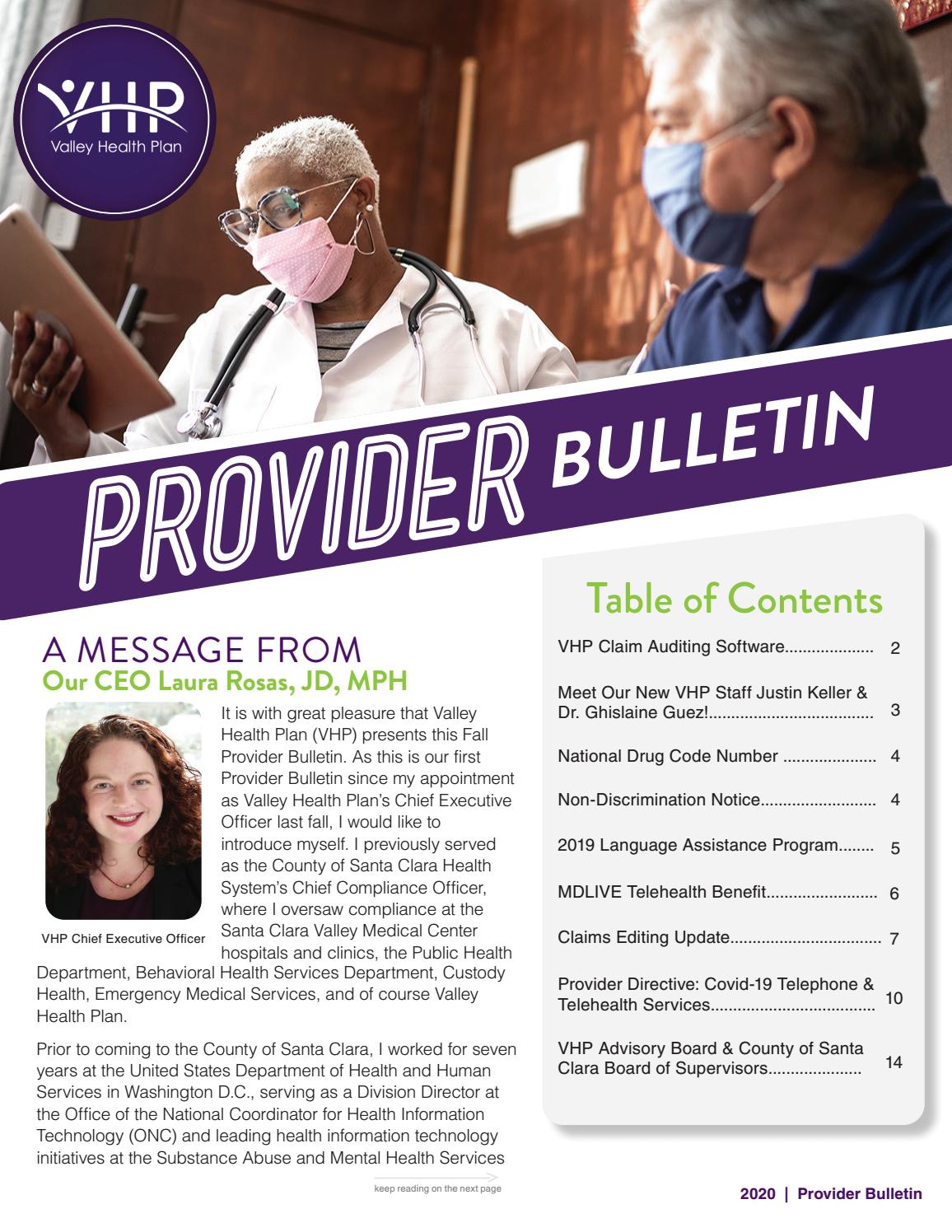 VHP Provider Bulletin Fall 2020 by Valley Health Plan - Issuu