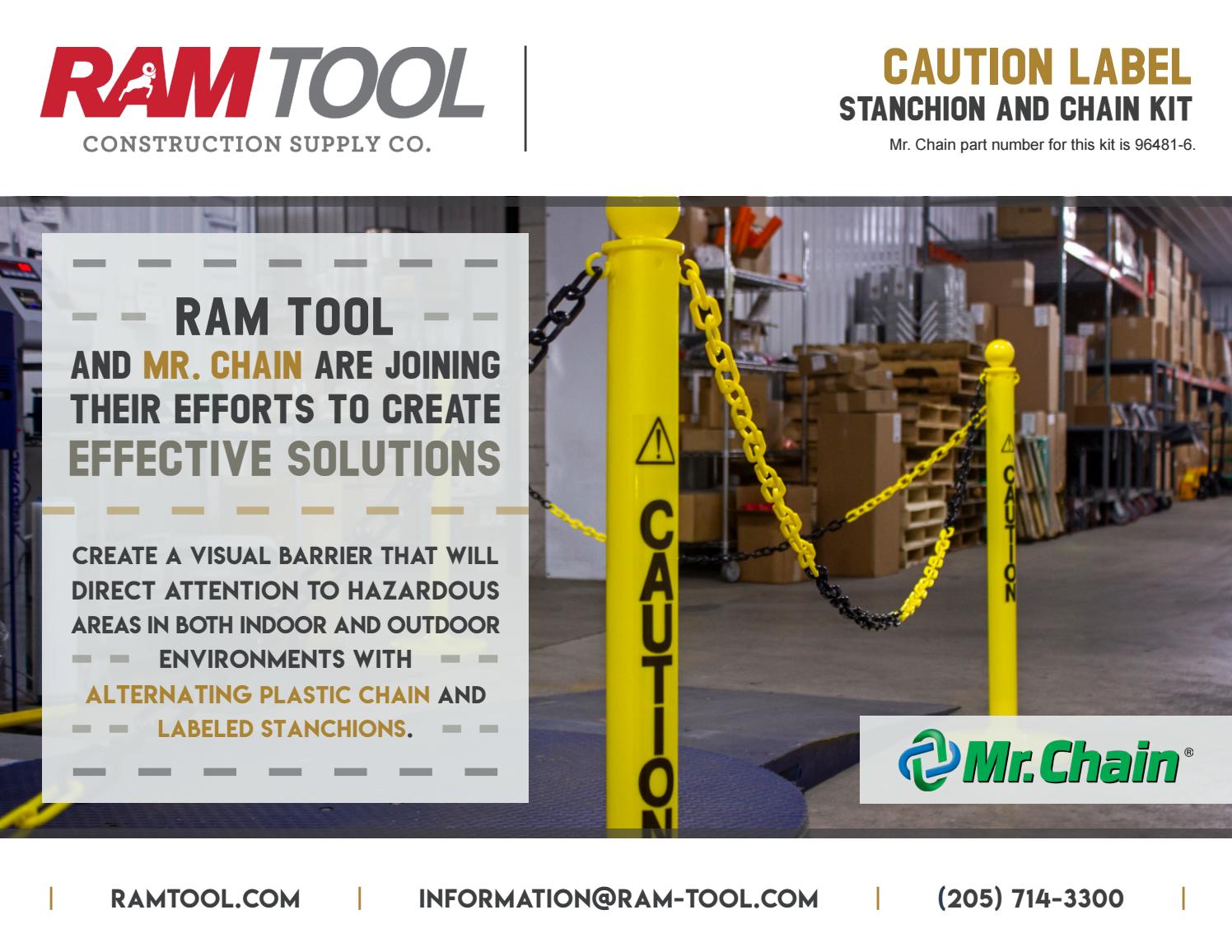 Mr. Chain Caution Label Stanchion and Chain kit by Ram Tool ...