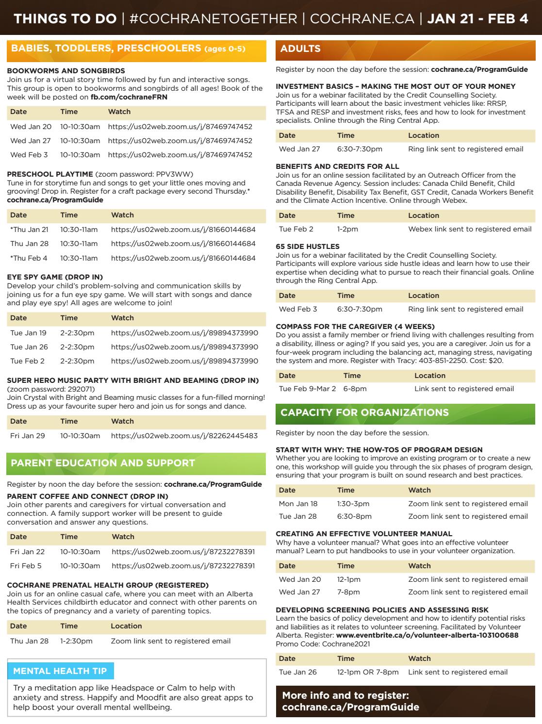 Virtual Program Guide January 21, 2021 by CochraneAB - Issuu