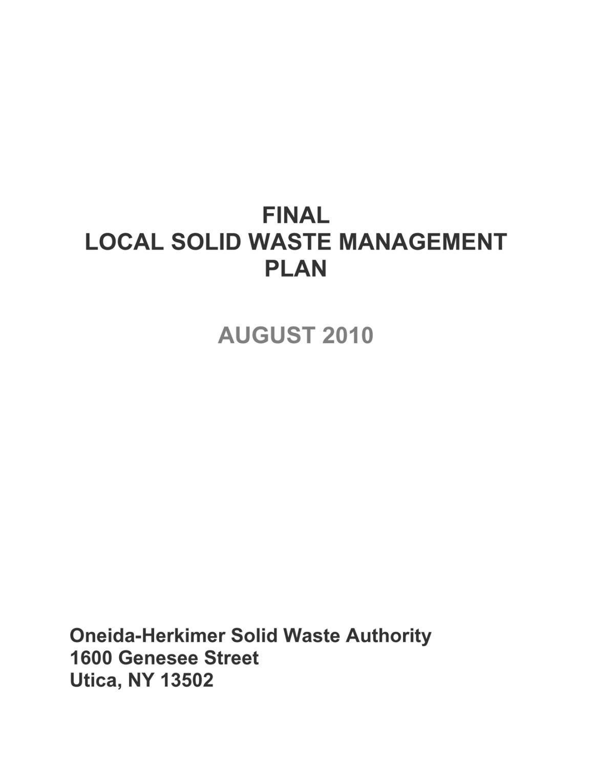 Final Local Solid Waste Management Plan by ohswarecycling - Issuu