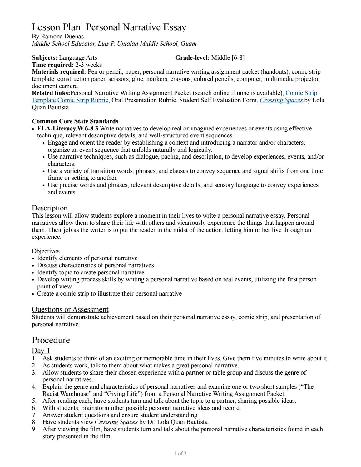  Personal Narrative Essay Topics For Middle School Top 145 