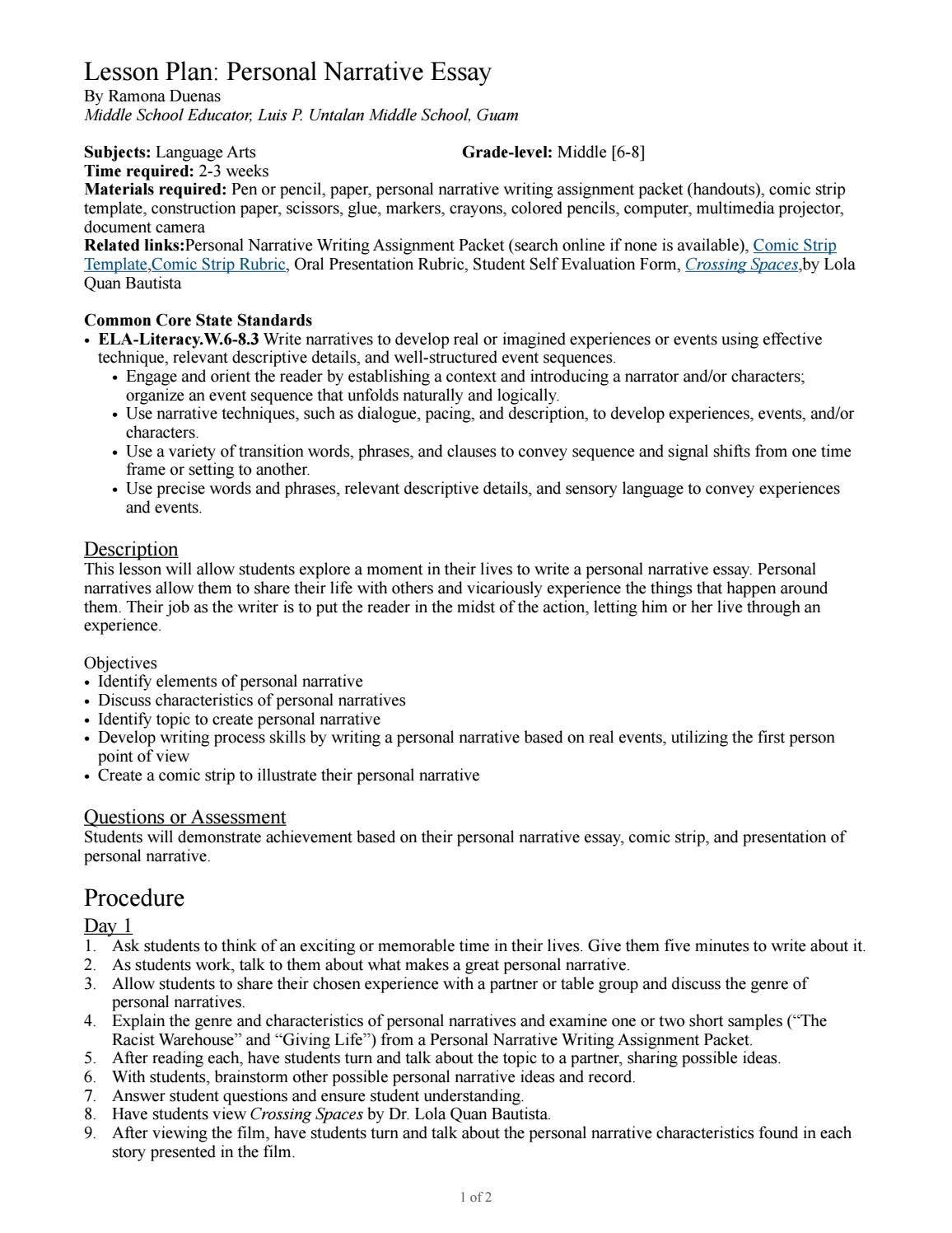 Personal Narrative Essay by Guampedia - Issuu