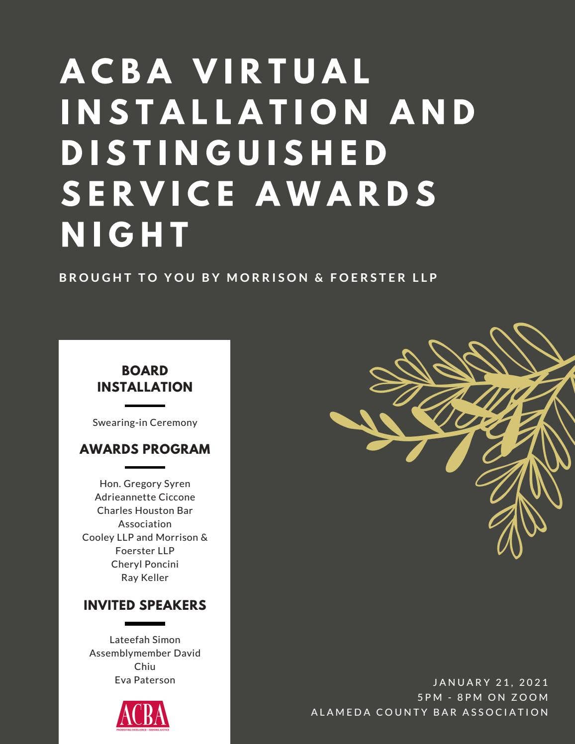 ACBA Installation and Distinguished Service Awards Night Program by ...