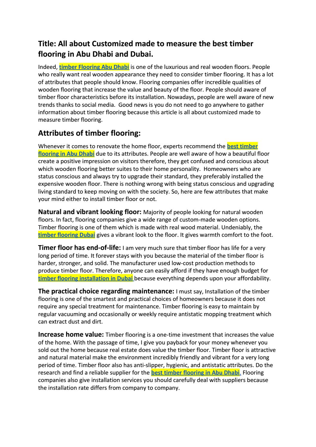 Title: All about Customized made to measure the best timber flooring in ...