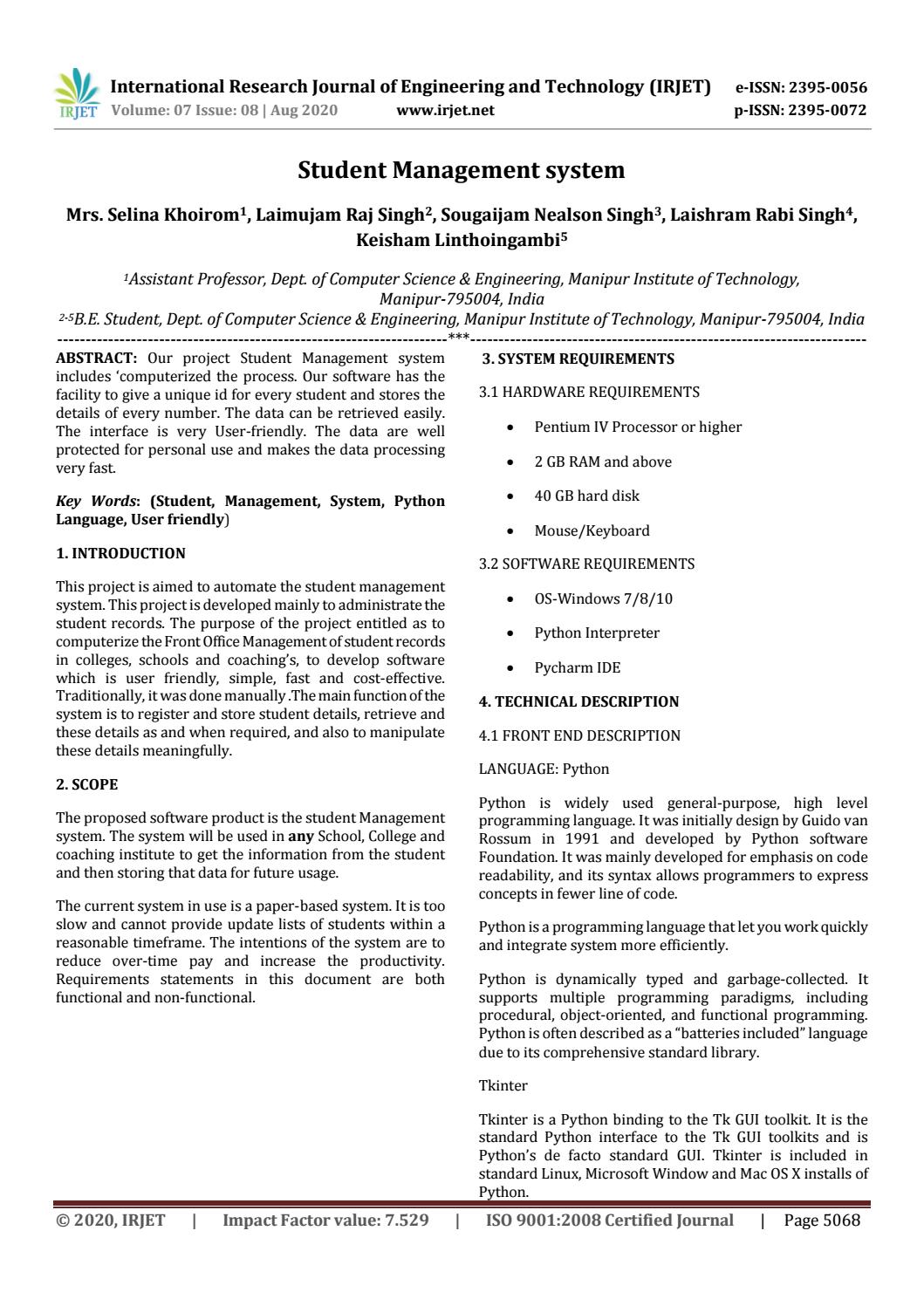 IRJET- Student Management System by IRJET Journal - Issuu