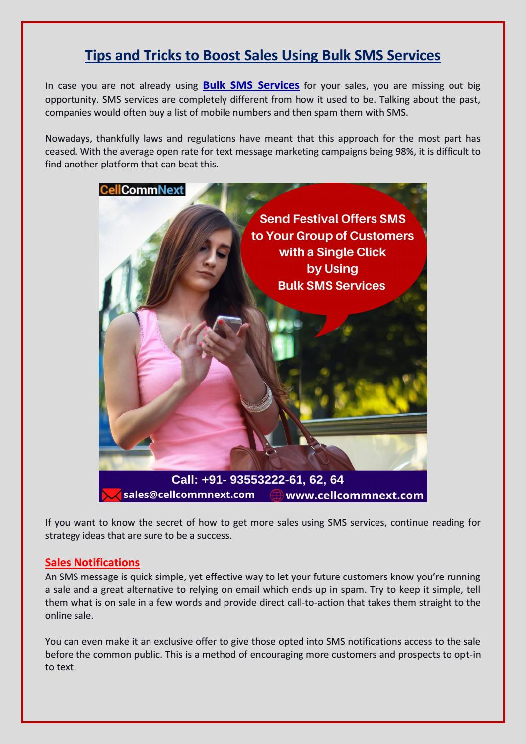 Tips and Tricks to Boost Sales Using Bulk SMS Services by Cellcommnext - Issuu