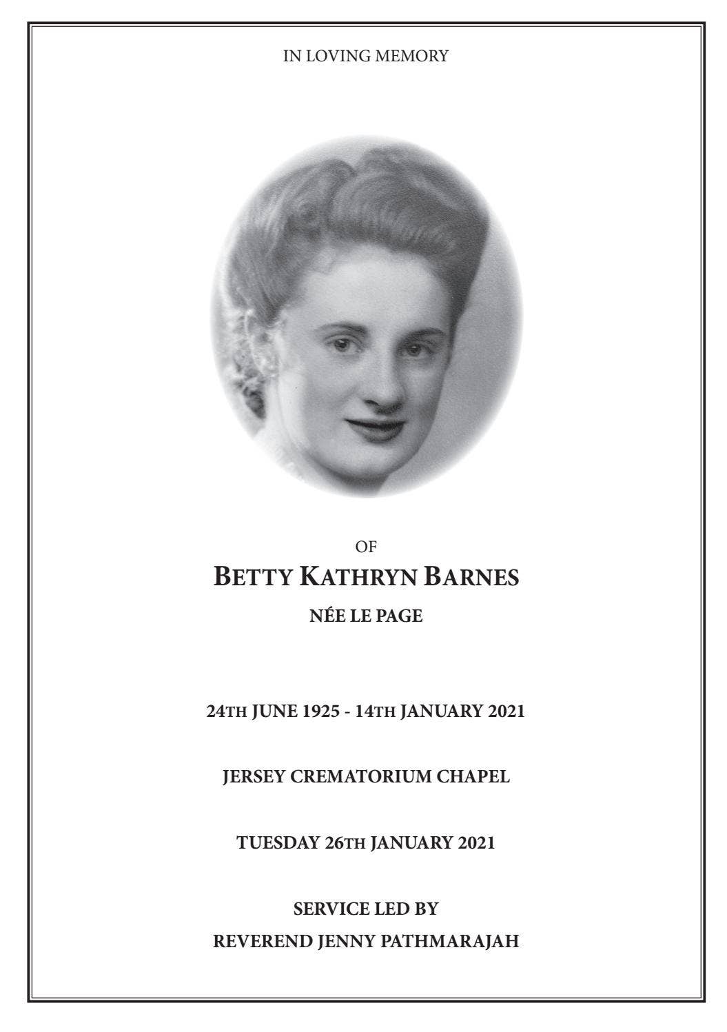 Betty Barnes Order of Service by Barnes Publishing Ltd - Issuu