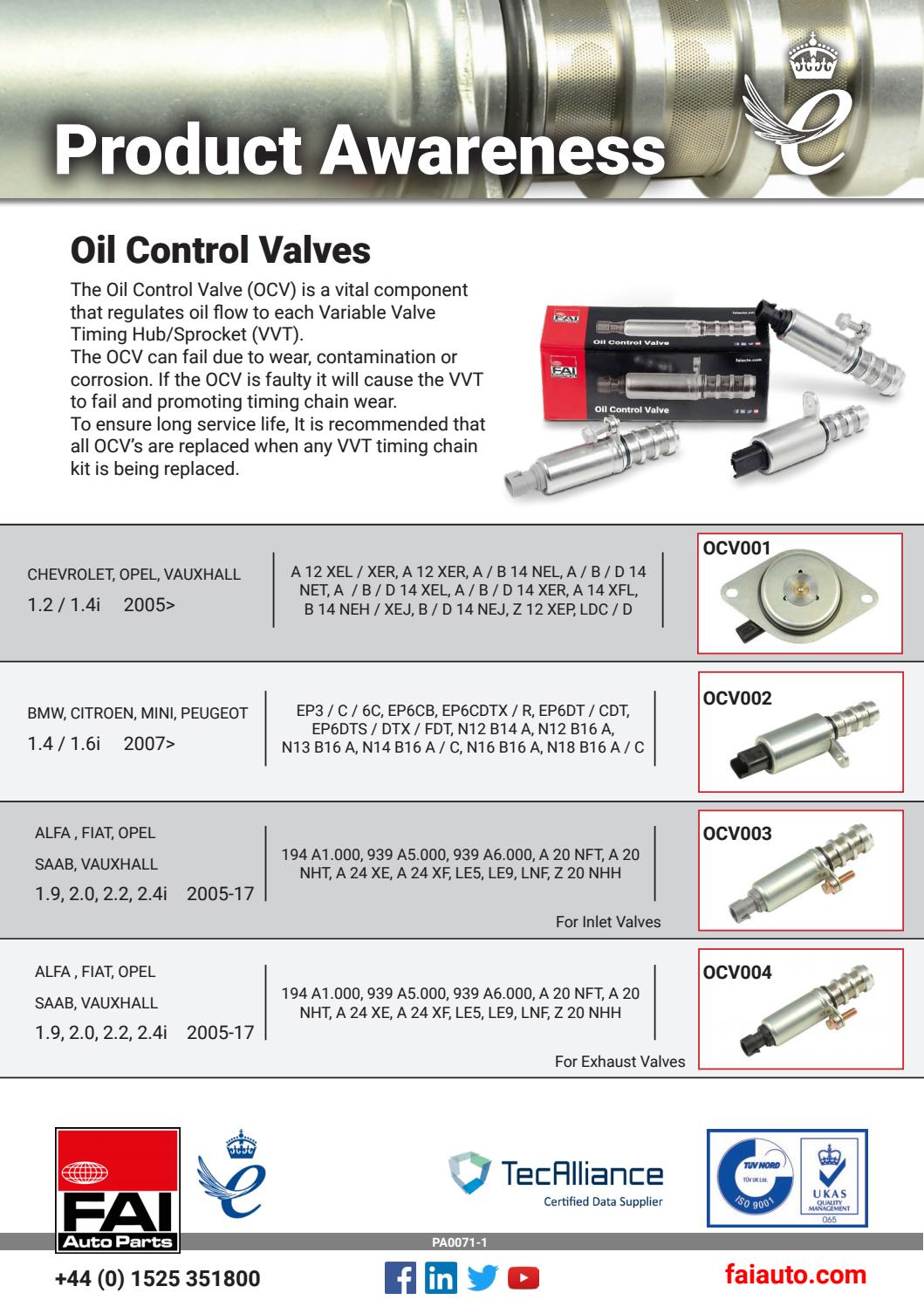 PA0071 FAI Oil Control Valve Range by FAI Automotive Plc. - Issuu