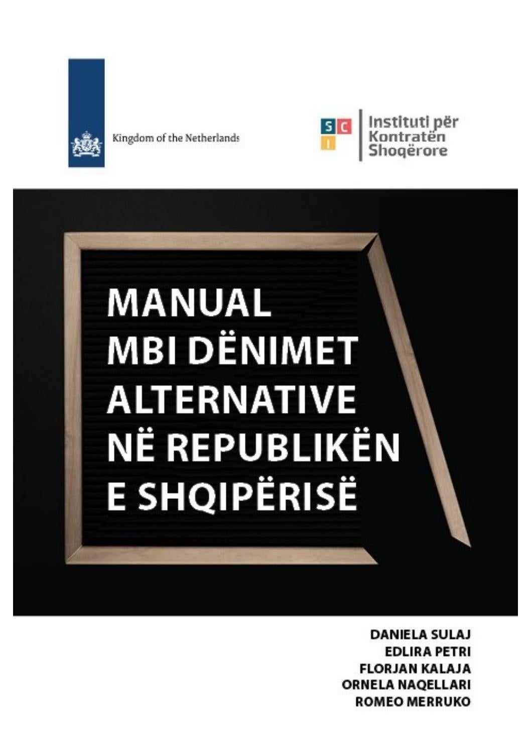 Manual mbi Dënimet Alternative në Republikën e Shqipërisë by SSCI Albania - Issuu